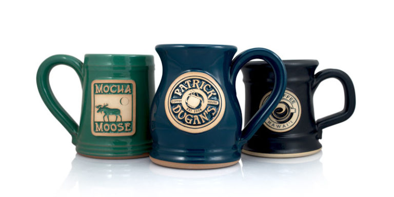 Custom Logo Coffee Mugs - Grey Fox Pottery